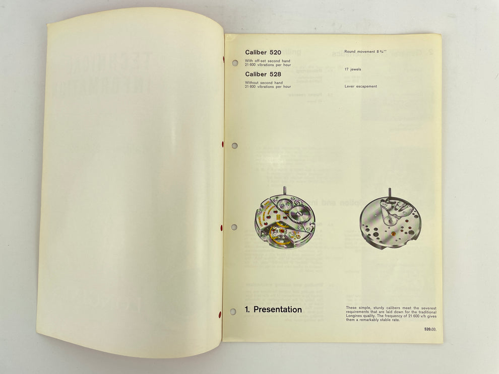 Longines Technical Information Manual Calibers 520-528 – watchpartsrus