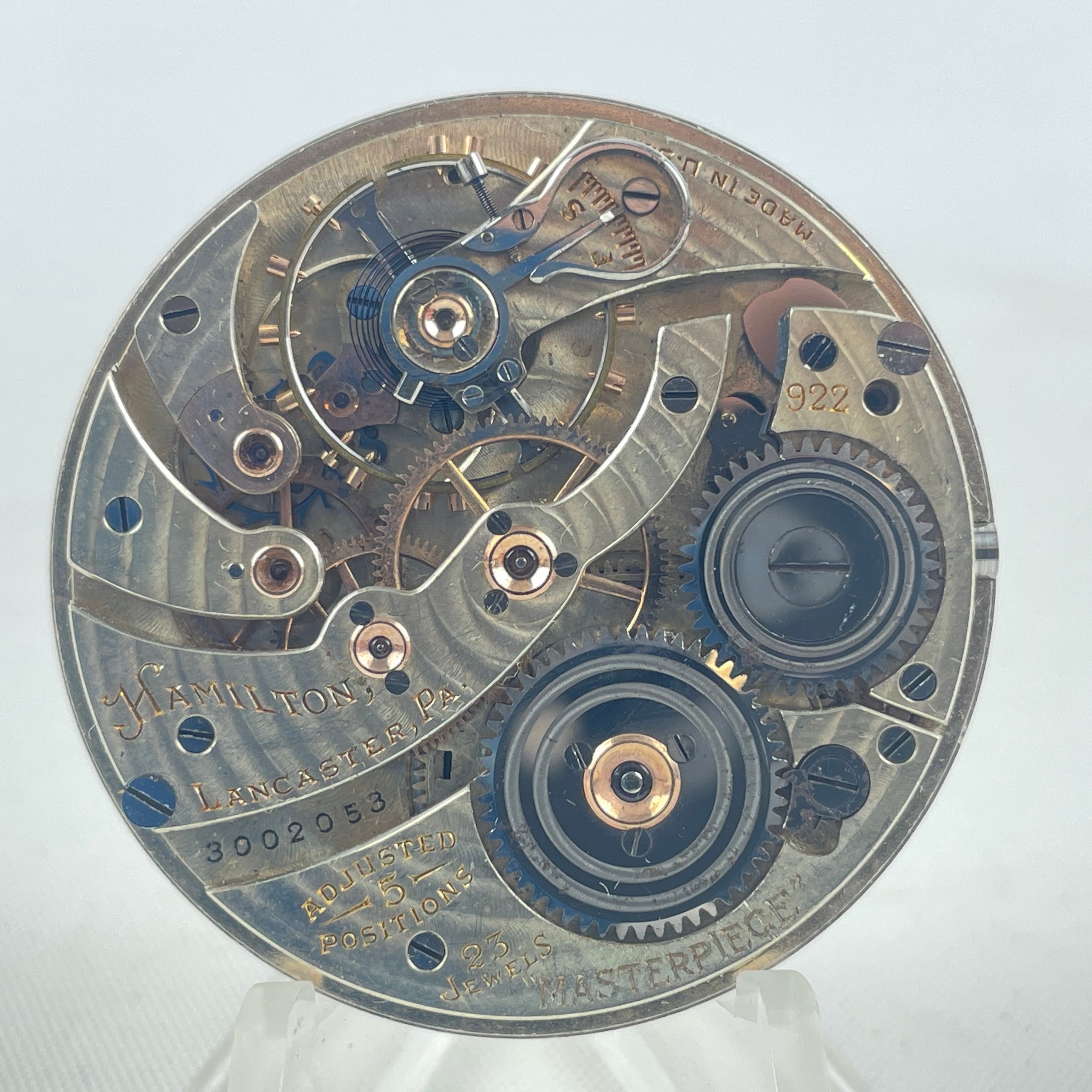 Mar Lot 15- Hamilton 922 | 12S | 23J | Pocket Watch Movement ...