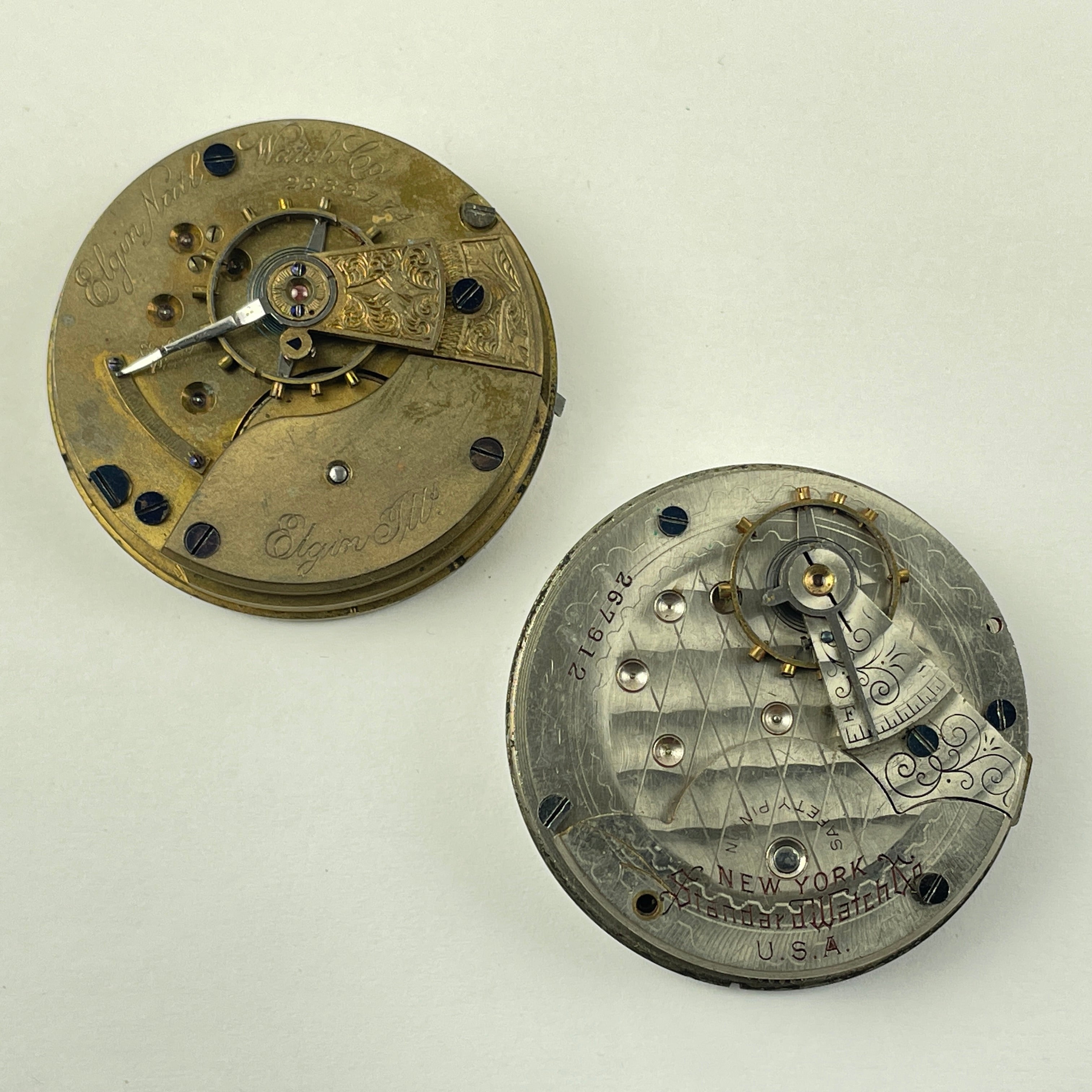 Lot 122- Elgin & New York Standard 18 Size Pocket Watch Movements ...